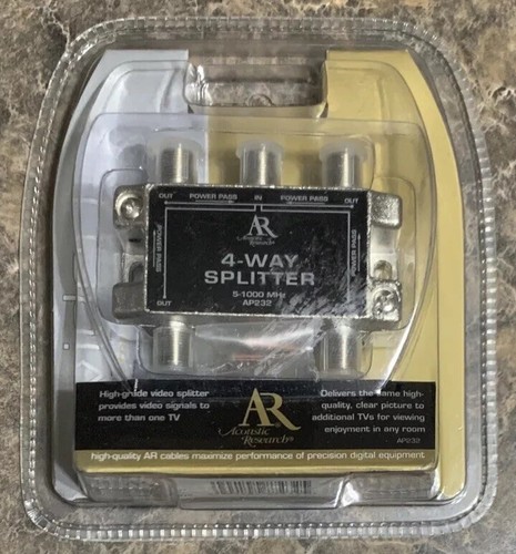 ACOUSTIC RESEARCH AP232 4-Way Coaxial Splitter for Cable / Satellite ...