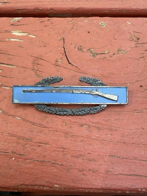 US MILITARY RIFLE Blue Enamel Sterling Silver Award Combat PIN MEDAL ...