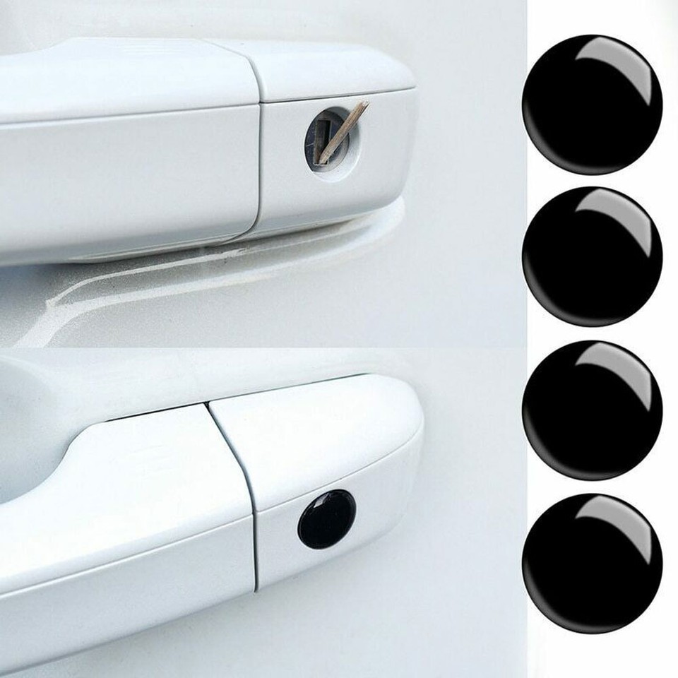4Pcs Glossy Black Car Door Lock Keyhole Protector Stickers Cover ...
