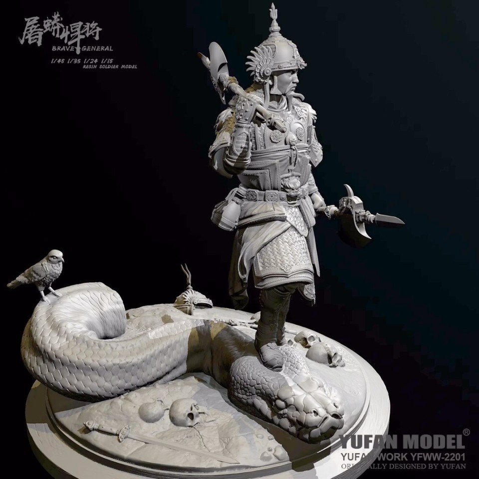 1/24 resin figure model Original Chinese python cutting warrior 3D ...