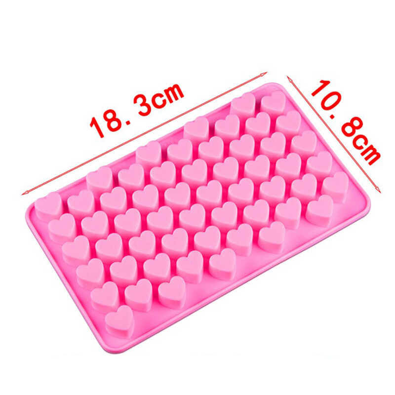 55 Cells Mini Heart Mold Silicone Ice Cube Tray DIY Chocolate Fondant ...
