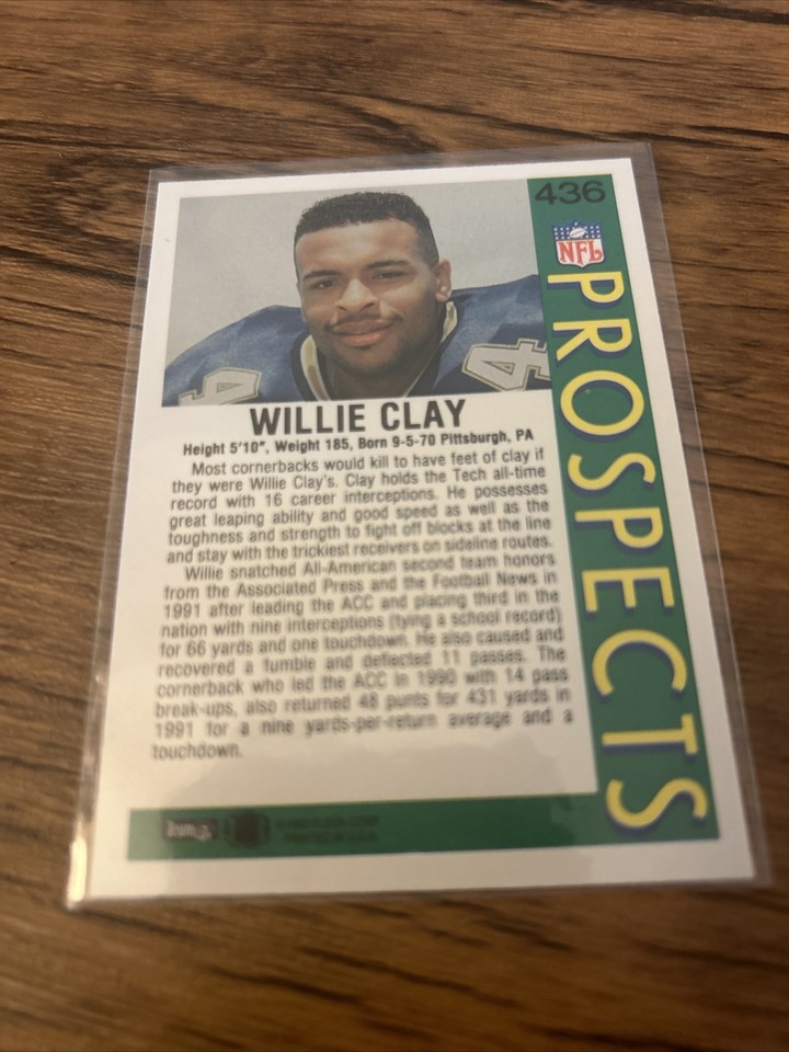 1992 Fleer - #436 Willie Clay (RC) Rookie NM+ Free Shipping! | eBay