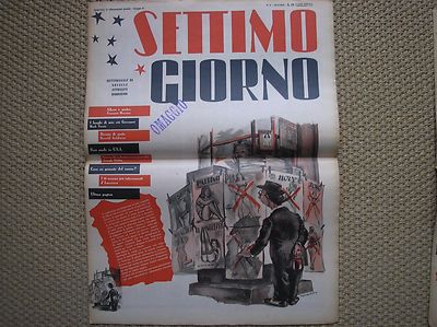 SETTIMO GIORNO RIVISTA ANNO 1 NUMERO 2 1945 PIN UP ILLUSTRAZIONE LUIGI ...