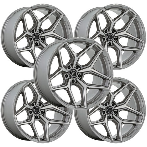 (Set of 5) Fuel FC854 Flux 5 17x9 5x5" -12mm Platinum Wheels Rims 17 ...