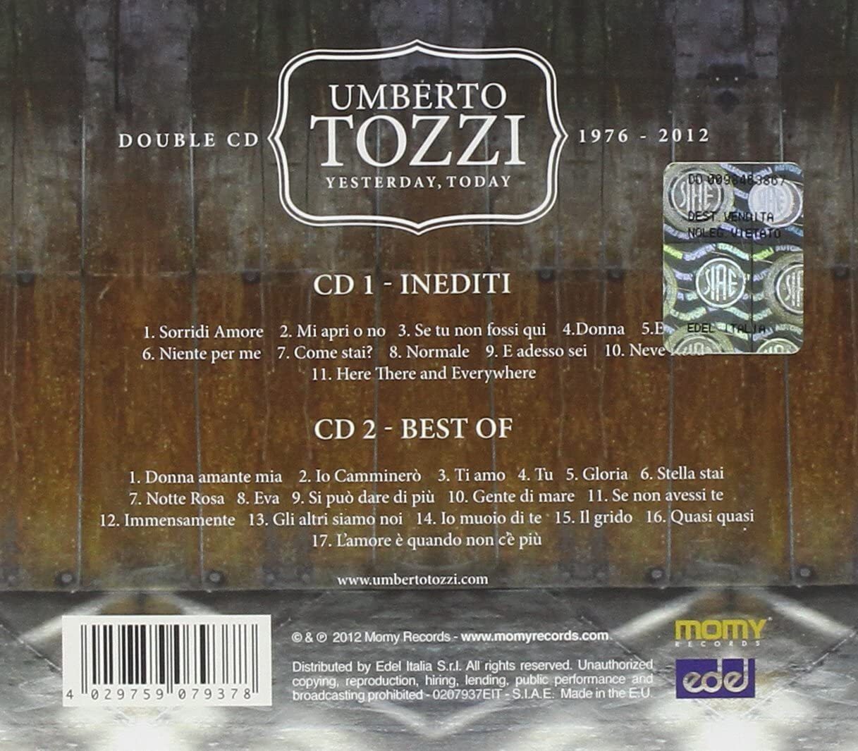Umberto Tozzi Yesterday Today (CD) (UK IMPORT) | eBay