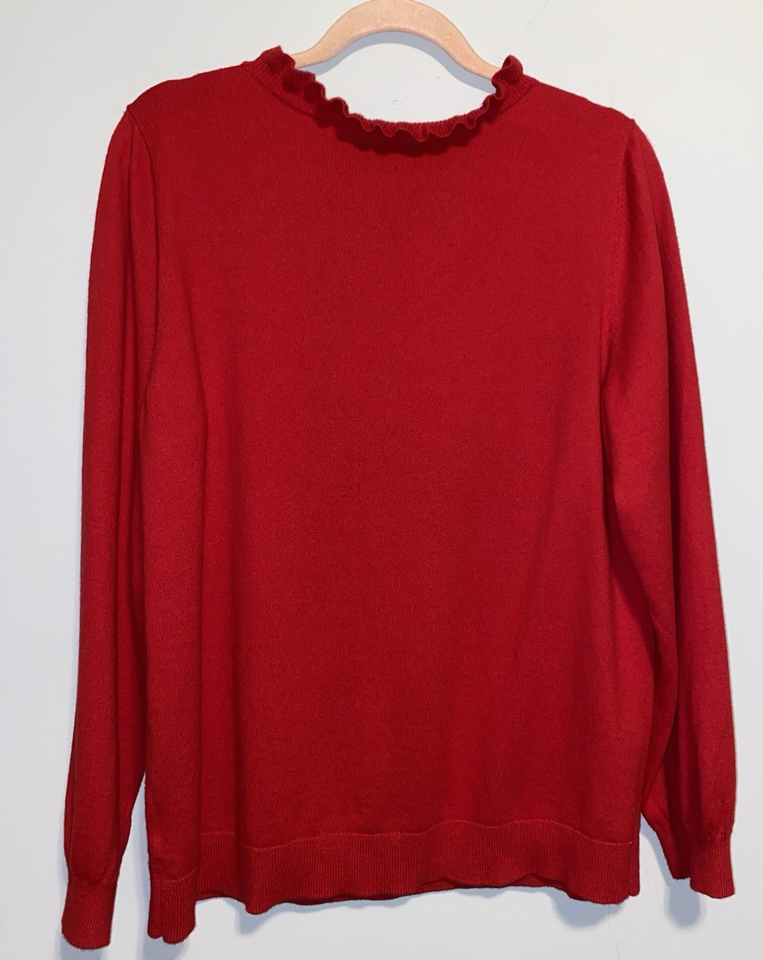 Talbots Ruffle Neck Sweater, Red Pop, Size 1X | eBay