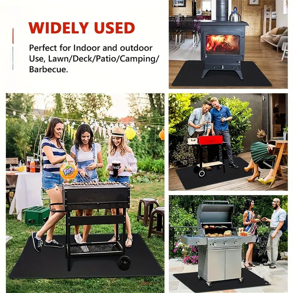 76 x 51 Inch Under Grill Mats for Outdoor Grill Double-Sided Fireproof ...