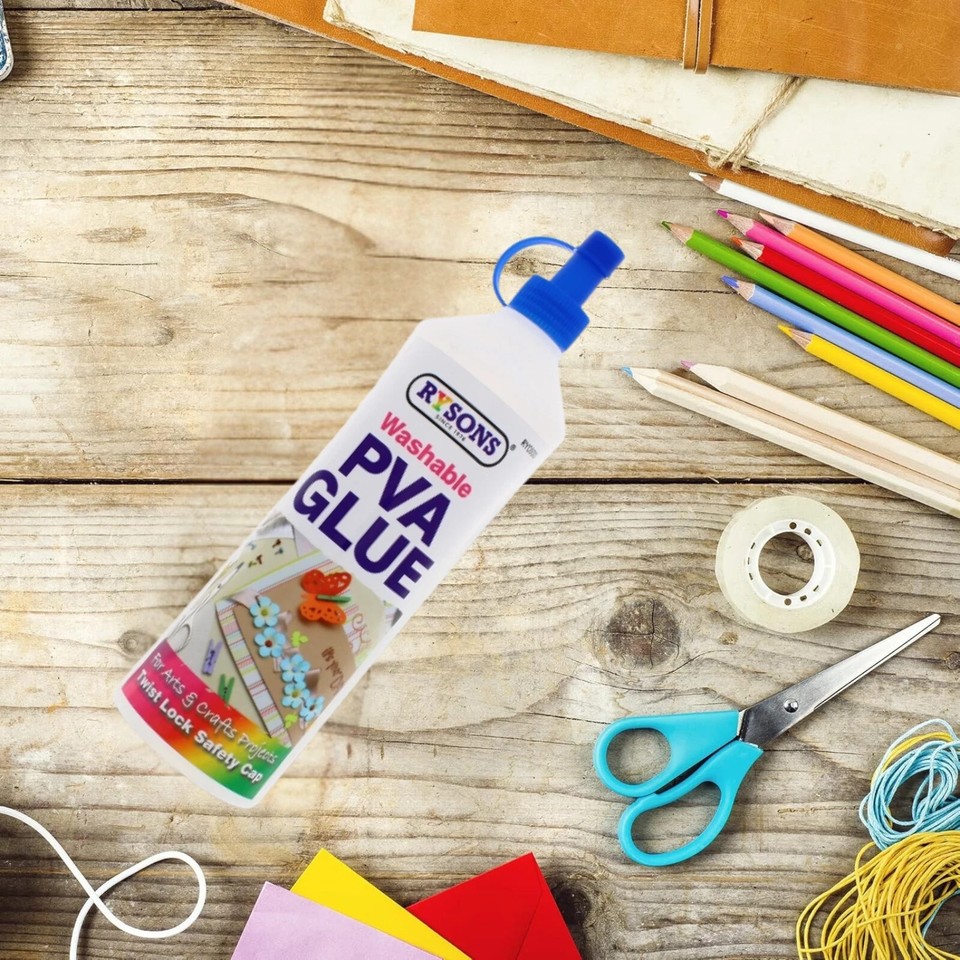 Clear PVA Glue Washable for Arts, Crafts & School Projects | Non-Toxic ...