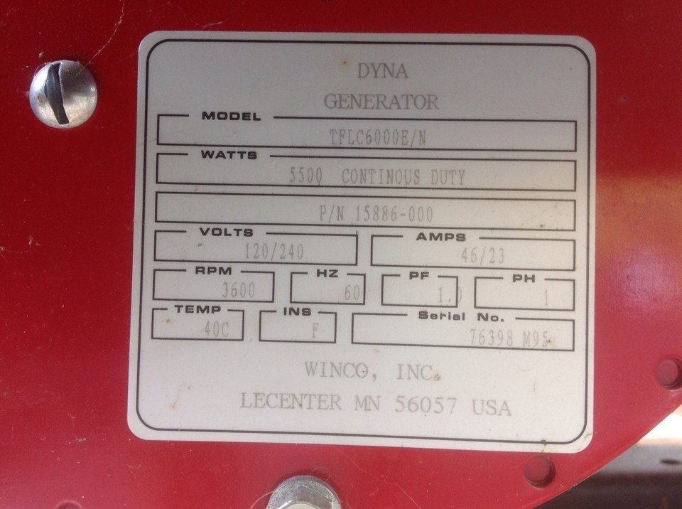 Dyna TLFC6000E/N Multi Fuel Generator Winco Generator | eBay