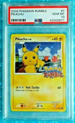 2009 Pokemon Rumble PIKACHU Holo Foil #7 Promo (SWIRL) PSA-10 (Pop-20 ...