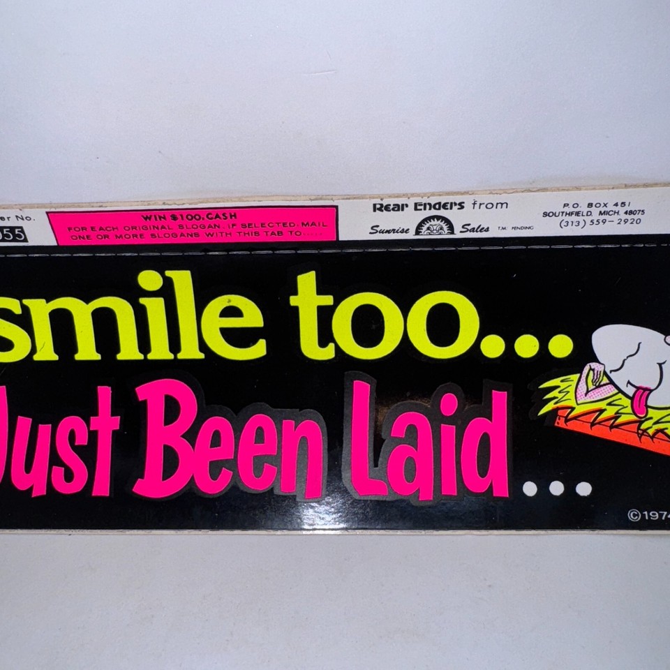 Vintage 70s Sunrise Sales You'd Smile Too If Youd Just Been Laid Decal ...