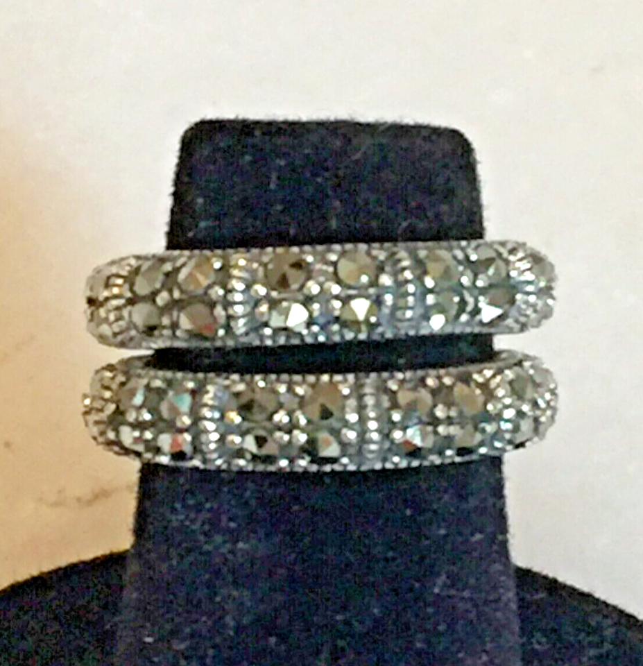 QVC Suspicion: Sterling 925 & Marcasite | 2 Eternity Band Rings | Size ...
