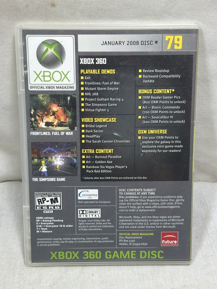 Microsoft XBox 360 Magazine Demo Disc #79 Jan 2008 - Tested | eBay