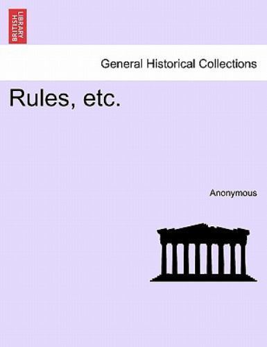 Rules, Etc by Anonymous (2011, Trade Paperback) for sale online | eBay