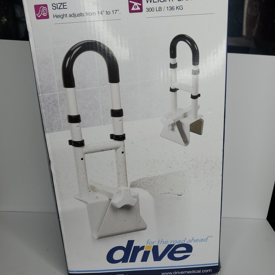Drive RTL12036-ADJ Adjustable Clamp On Tub Safety Grab Handle Bar ...
