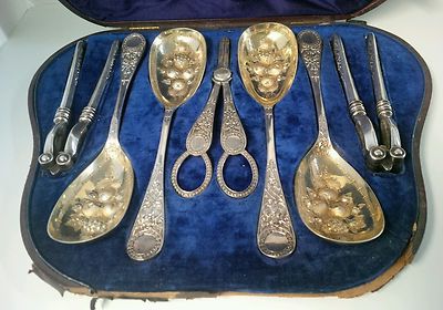 Antique Silverplate Martin Hall & Co Venetian Dessert Serving Set Berry ...