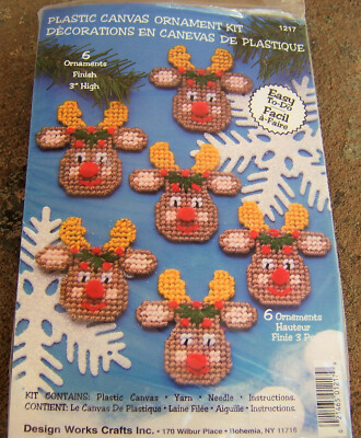 Design Works Crafts PLASTIC CANVAS ORNAMENT KIT 1217 Reindeer UNOPENED ...
