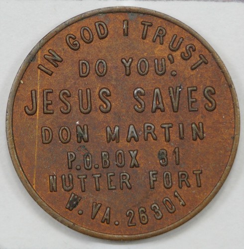1976 Don Martin Jesus Saves Nutter Fort West Virginia Religous Token | eBay
