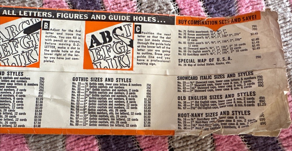 1964 Vintage 3" tall Stencils E-Z Letter Gothic paper | eBay