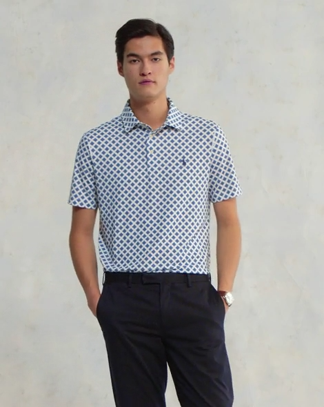 Polo Ralph Lauren Diamond Geometric Golf Soft Sport Shirt Classic Fit ...