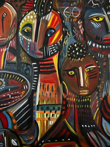 Outsider African Art Oil Painting Portrait Primitive Self Taught Artist ...