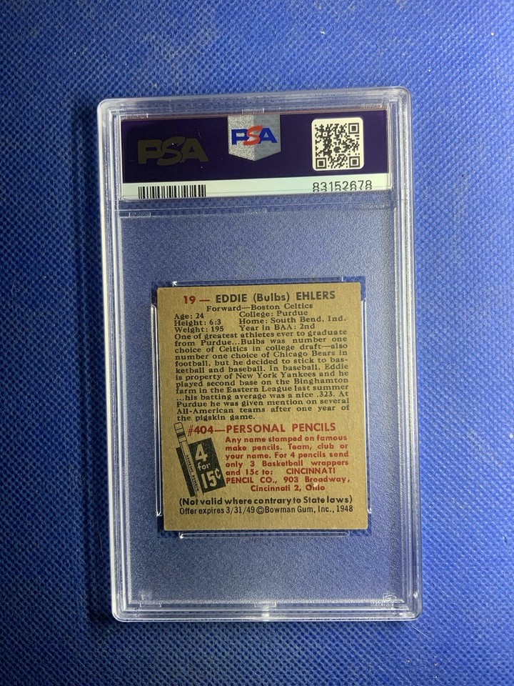 1948 Bowman Basketball #19 Eddie Bulbs Ehlers PSA 5 | eBay