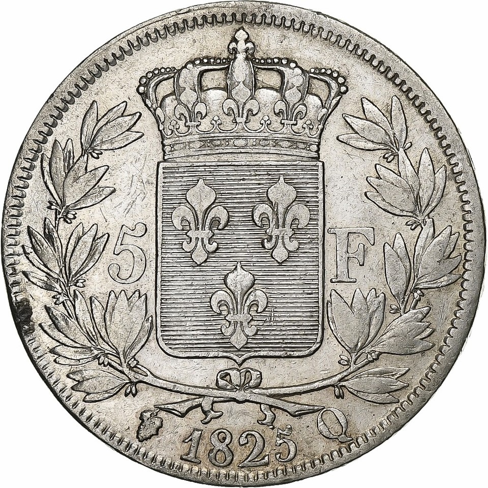 [#1201184] France, 5 Francs, Charles X, 1825, Perpignan, Silver, EF, KM ...