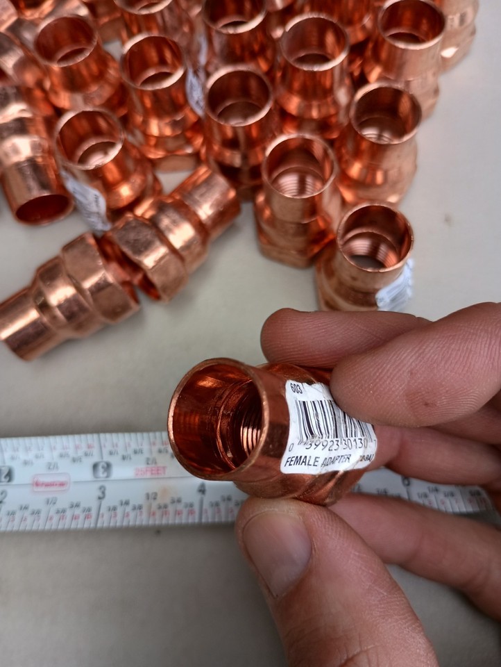 2 pk, 1/2"in x 1/2"in CxF Copper Female Adapter Reducer Fitting Sweat ...