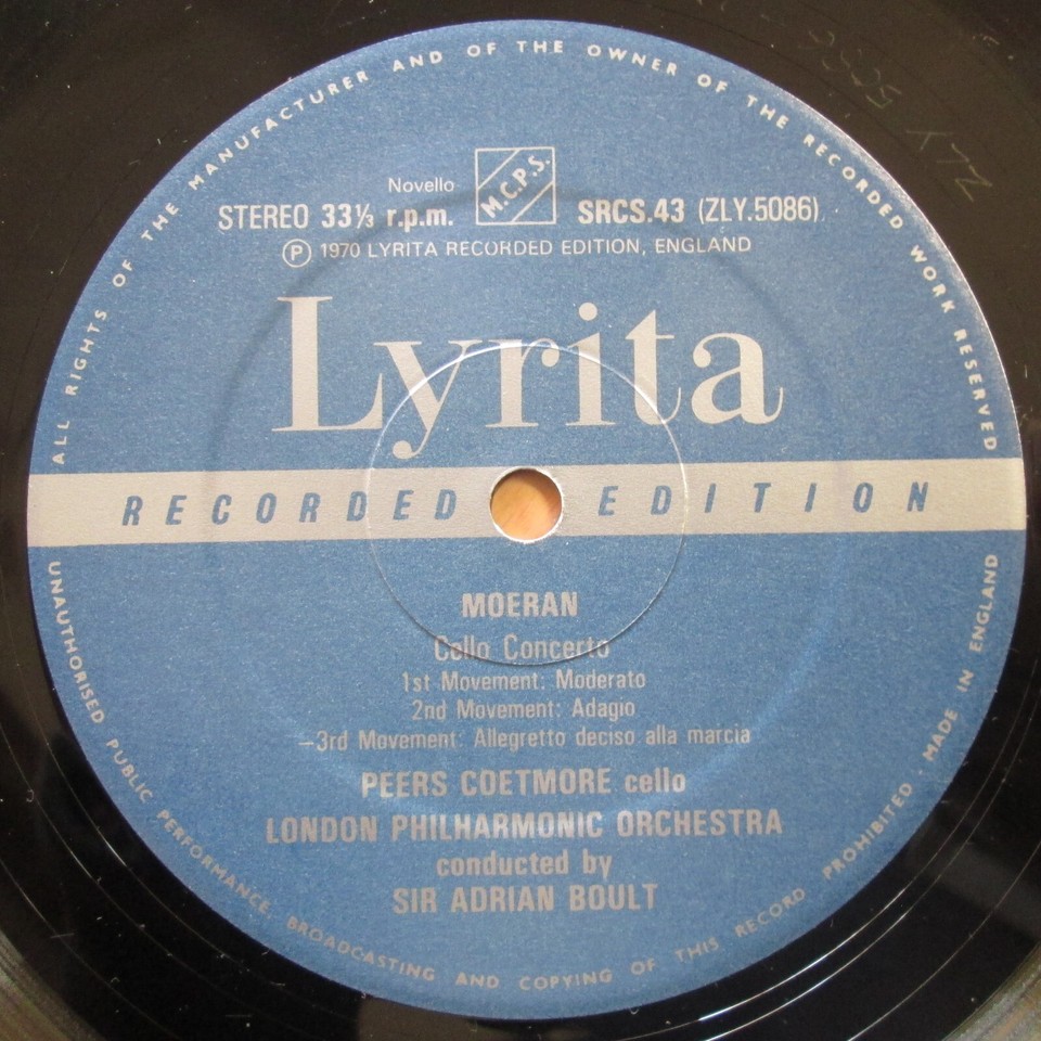 SRCS 43 Moeran Cello Concerto Peers Coetmore Sir Adrian Boult NEAR MINT ...