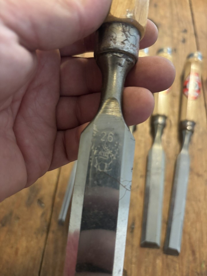 Lot of 6 Hirsch Werkzeuge W. Germany Chisel Set 1780 26, 20, 16,12,10 ...