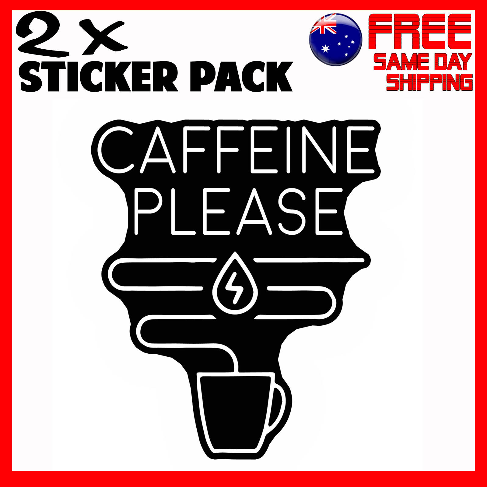 2 x Stickers - Caffeine Please Coffee - Car Bumper Funny Novelty ...