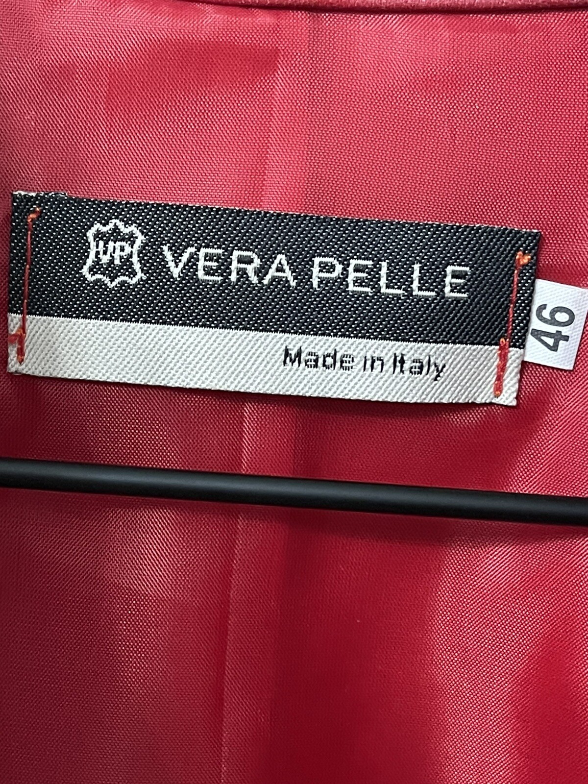 Vera Pelle Italian Red Leather Moto Style Jacket Size… - Gem