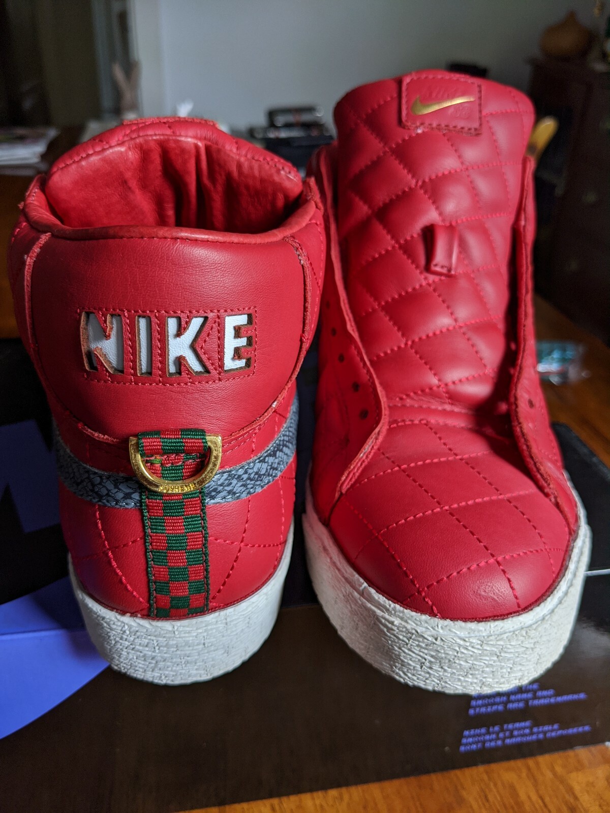 Nike SB 2006 Supreme Blazer High Red Size 9 USA bundle laces | eBay