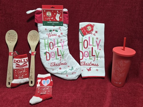NEW DG Dolly Parton DG HOLLY CHRISTMAS STOCKING TUMBLER SOCKS SPOONS ...
