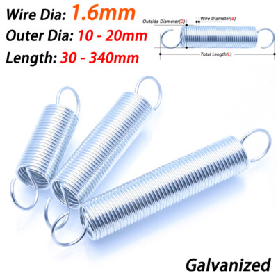 Wire Diameter 1.6mm Extension Spring Galvanized Springs With Hook ...