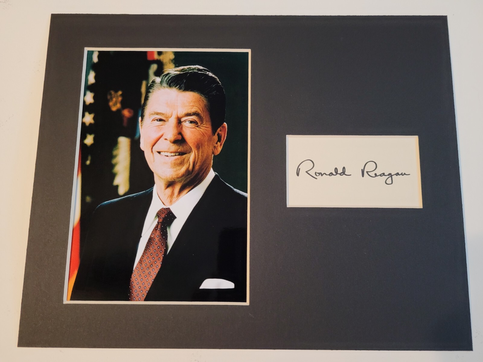 PRESIDENT RONALD REAGAN - MATTED PHOTO & FACSIMILE AUTOGRAPH - 1198 | eBay