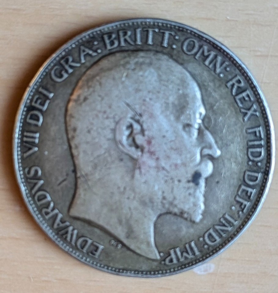 1902 King Edward VII Crown C Solid Silver Antique Coin 0.925 Sterling ...