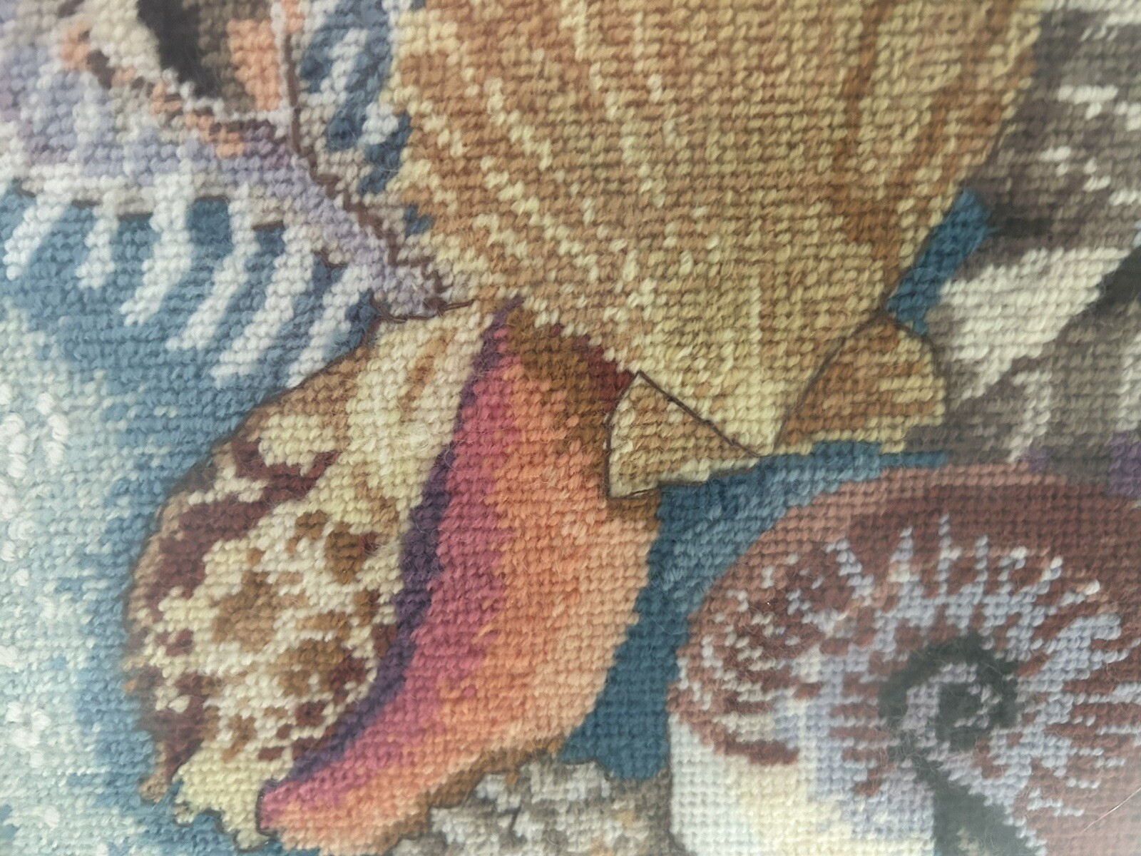 completed needlepoint framed Vintage Pastel Seashells 12x12 | eBay