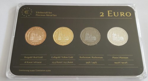 2 EURO MÜNZEN SET - KÖLNER DOM / KÖLN - Platin / Rotgold / Ruthenium ...