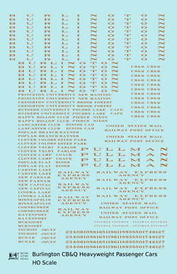 K4 HO Scale Decals Burlington CB&Q Heavyweight Passenger Car Gold Roman ...