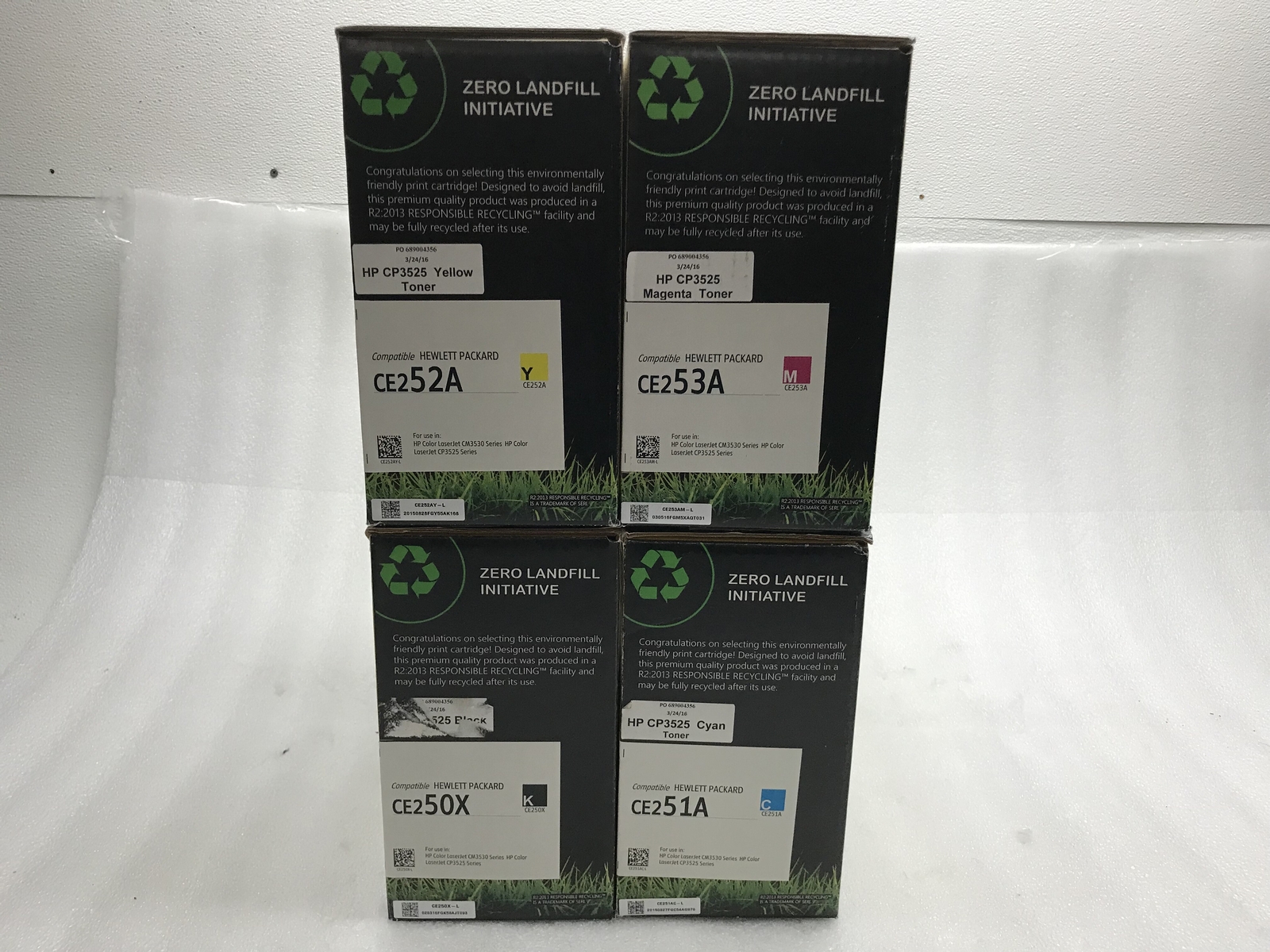 Set of 4 CE250A 251A 252A CE253A Toner For HP Color LaserJet CM3530fs ...