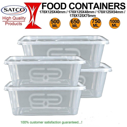 SATCO PLASTIC CONTAINERS TUBS CLEAR + LIDS MICROWAVE FOOD SAFE TAKEAWAY ...