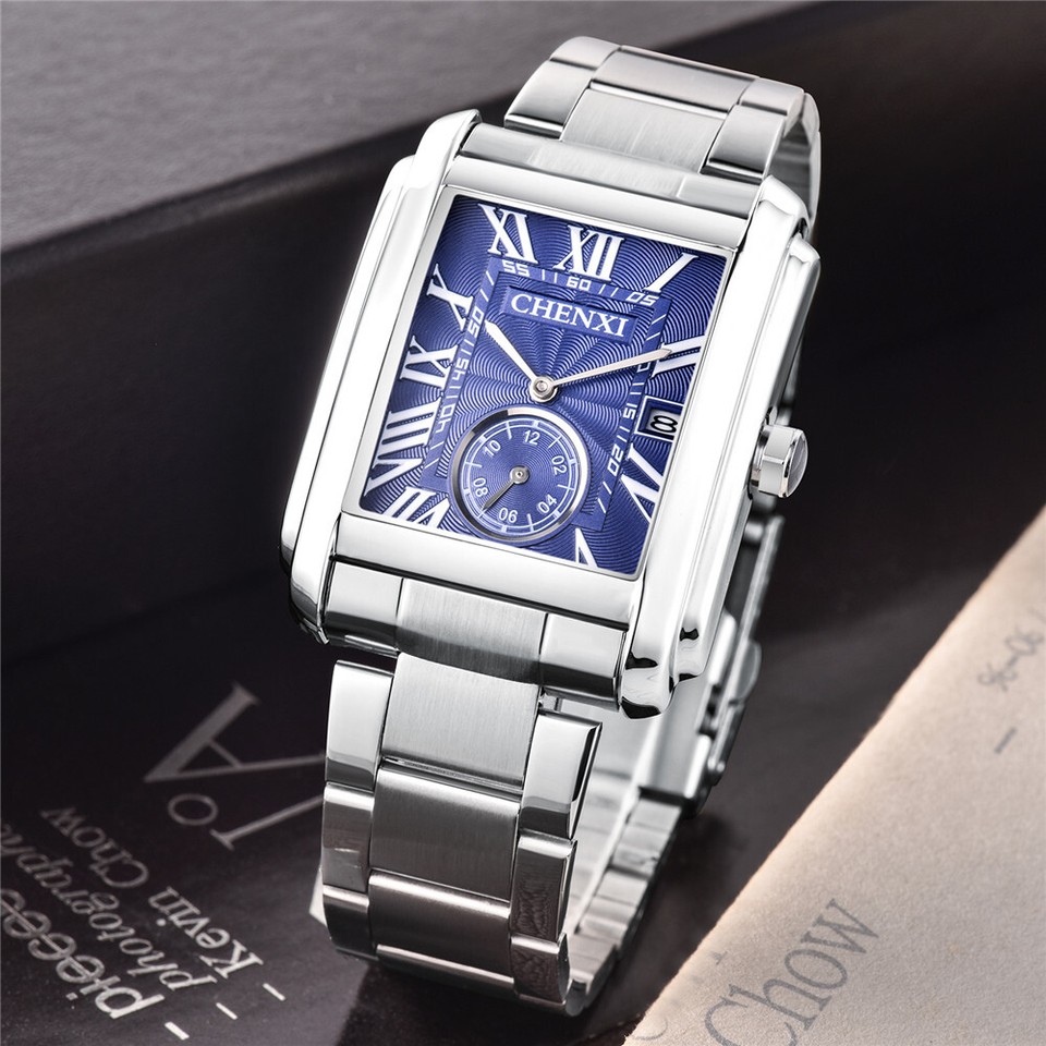 CHENXI Men Watch Roman Numeral Quartz Wristwatch Male Business Leather ...