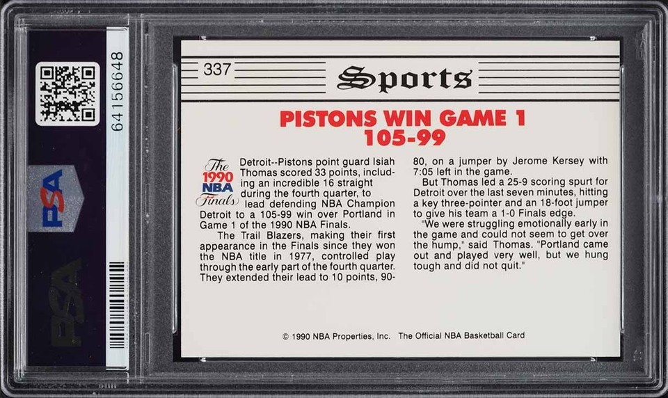 1990 Hoops #337 Detroit Pistons Celebrate PSA 10 GEM MINT | eBay