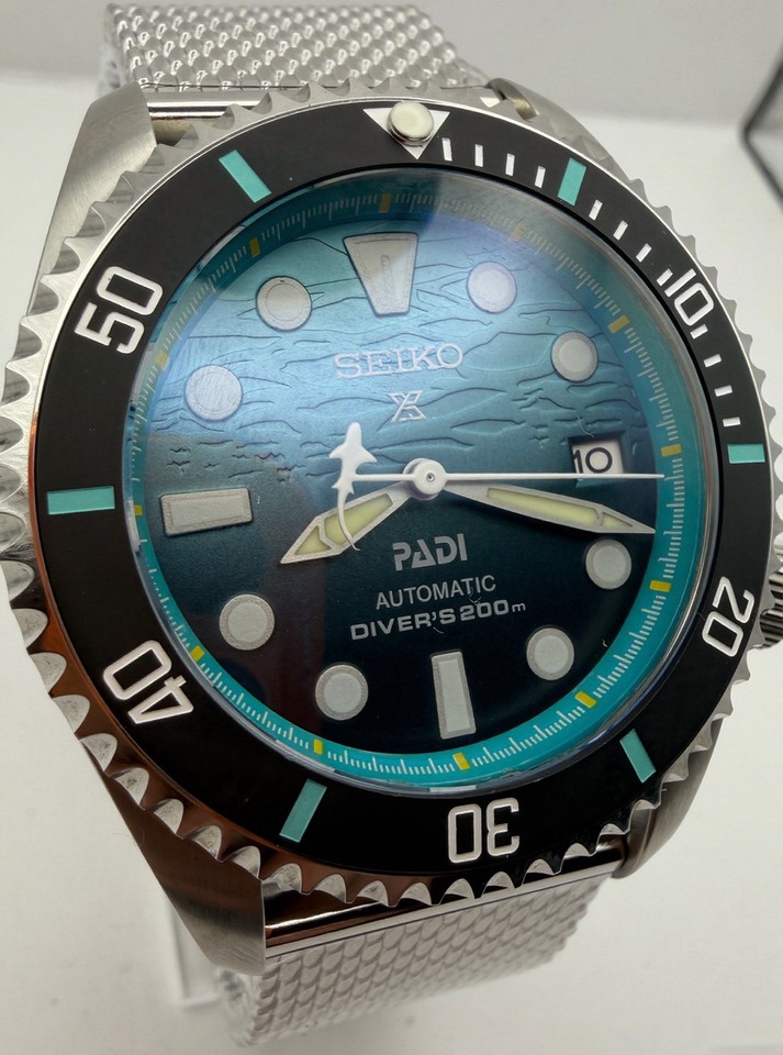 Custom Built Diver – Shark Edition– Ice Blue Wave Dial – Automatic ...