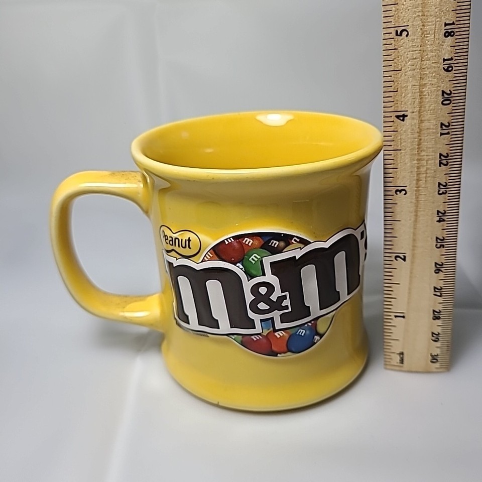 M&M's Peanut Yellow Ceramic Coffee Mug 3D Embossed Logo 2005 M&Ms Mars ...