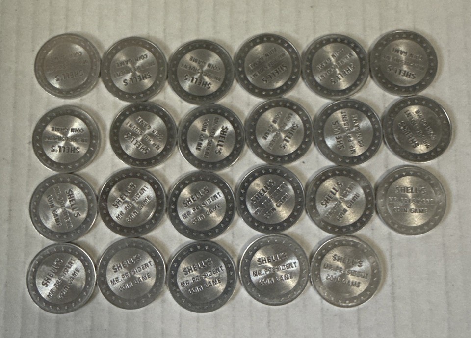 Lot of 23 Vintage 1968 Shell's Mr. President Coin Game Aluminum Tokens ...