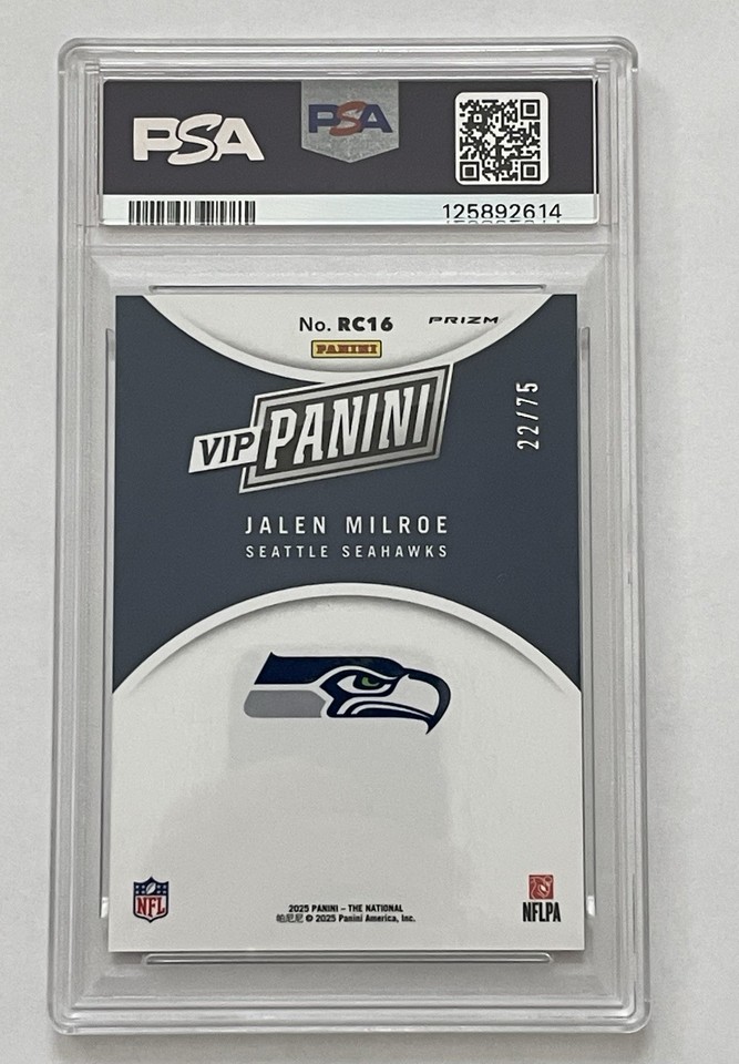 2025 Panini NSCC VIP Gold Jalen Milroe Blue Sparkle PSA 10 Seahawks | eBay