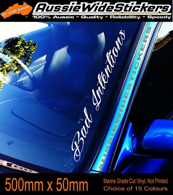 BAD INTENTIONS Car Windscreen Sticker Decal Jdm Drift Bomb Ute 500mm ...