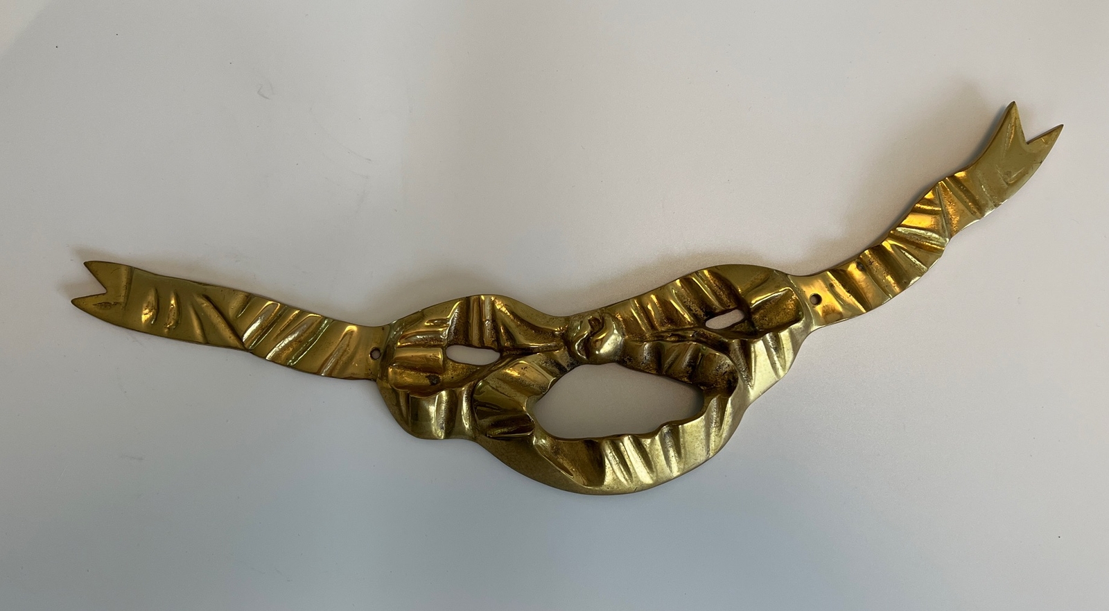 Vtg Ornate Solid Brass Ribbon Bow Wall Art Hanging Decor Hollywood ...